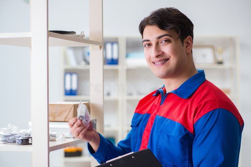 The Man Working in the Postal Warehouse Stock Image - Image of postman ...