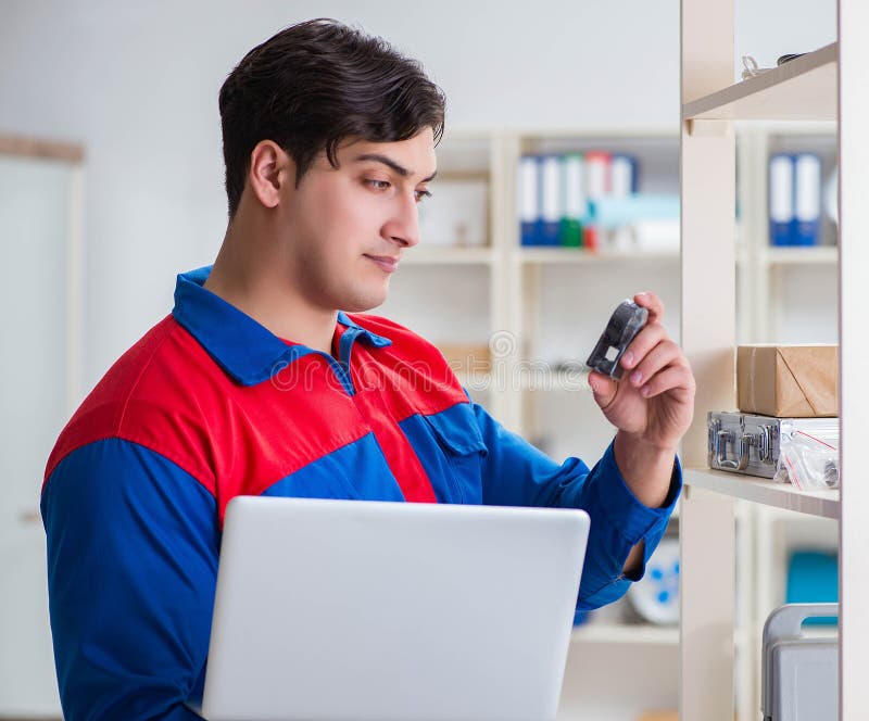 Man Working in the Postal Warehouse Stock Image - Image of delivery ...