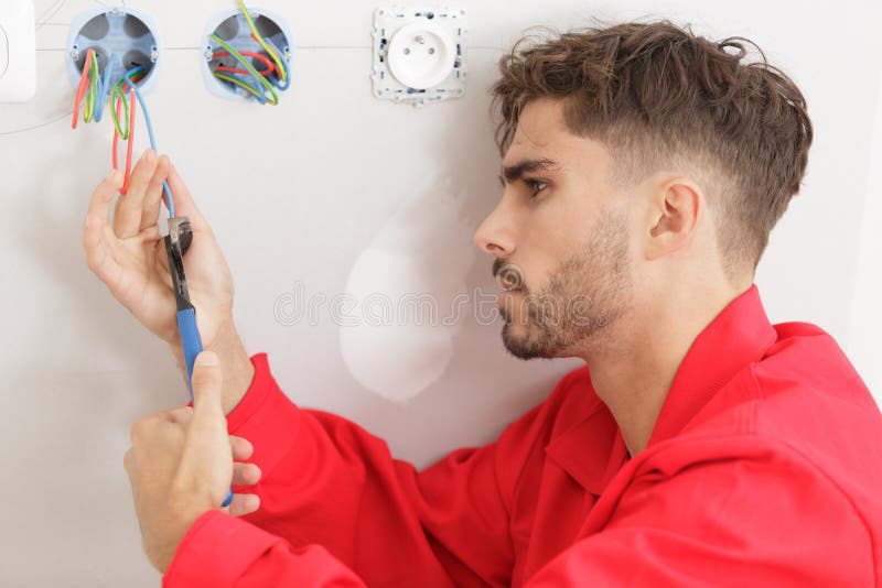 Man Working on Power Socket Stock Photo - Image of professional, prior ...