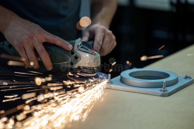 Man Working Power Tool Sparks Flying Air Stock Photos - Free & Royalty ...