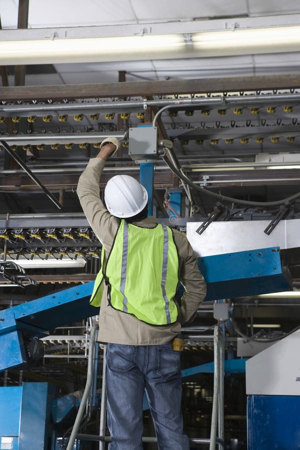 Man Working in Printing Press Factory Stock Photo - Image of adult ...