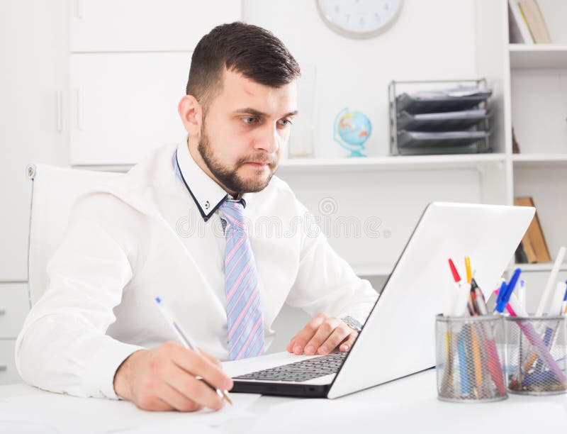 Man working productively stock image. Image of business - 90236337