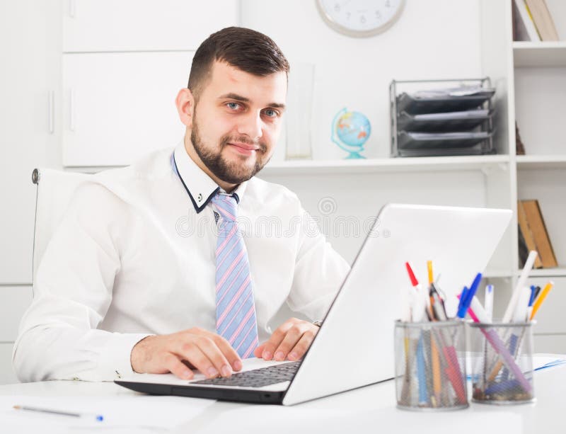 Man working productively stock photo. Image of white - 245913592