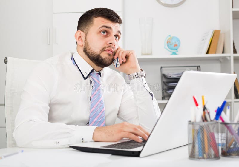 Man working productively stock photo. Image of process - 90236598