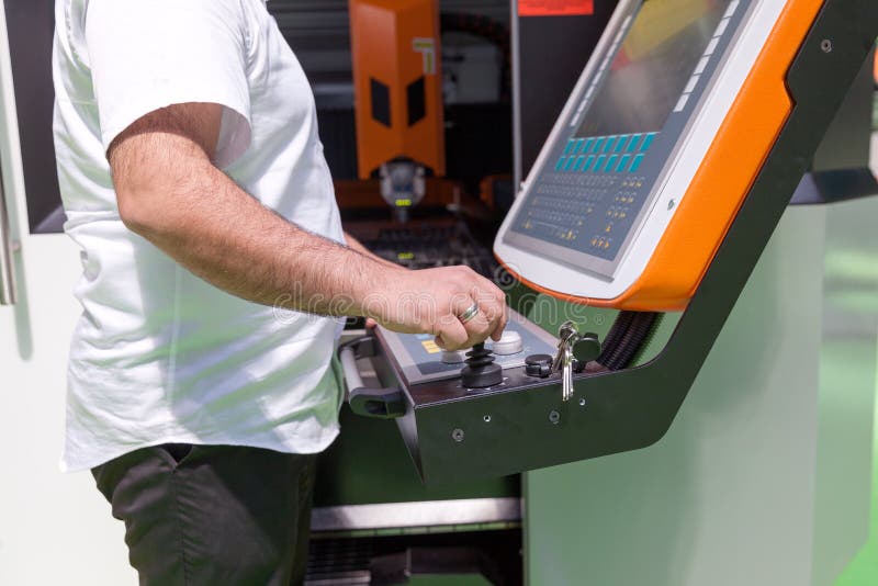 Man Working at Programmable Machine Stock Image - Image of industrial ...