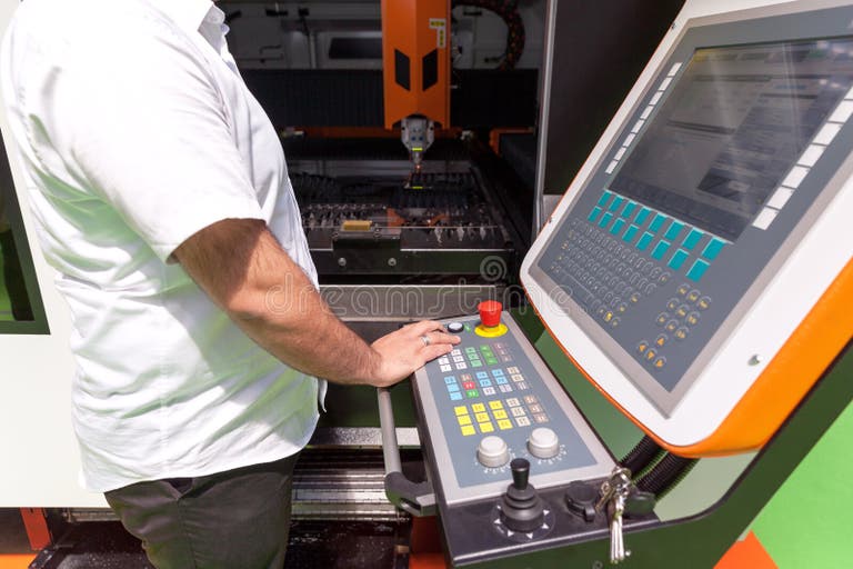 Man Working at Programmable Machine Stock Image - Image of computer ...