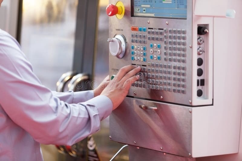 Man Working At Programmable Machine Stock Image Image Of Equipment