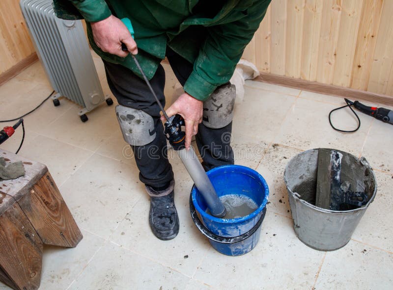 Man Working Project Using Blue Bucket Tool Stock Photos - Free ...