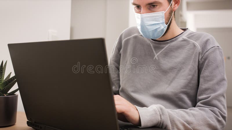 Man working remotely stock photo. Image of online, communication ...