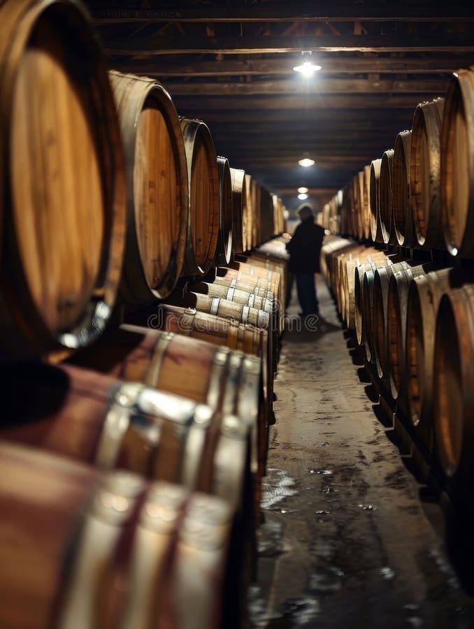 A Man is Working in a Room Full of Barrels Stock Image - Image of ...