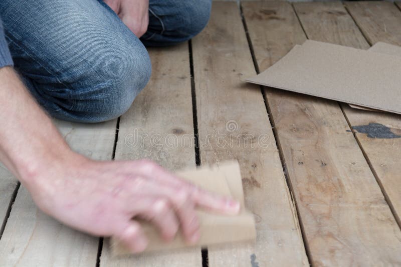 Carpenter Working with Sand Paper Stock Photo - Image of hand, tool ...