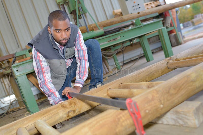 Man working in sawmill stock photo. Image of joiner - 260780082