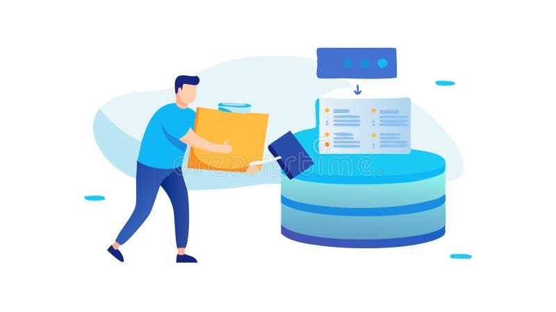 Man Working on Server Racks, Data Center Management, it Support, Vector ...