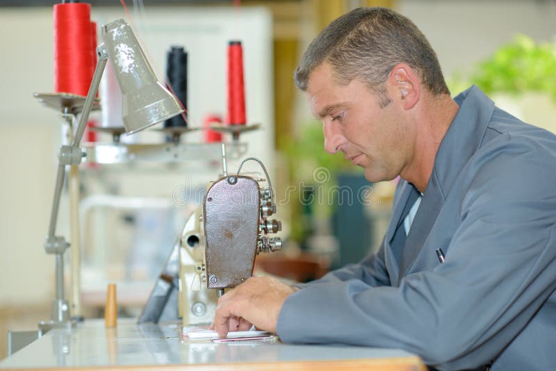Man Working with Sewing Machine Stock Photo - Image of work, worker ...