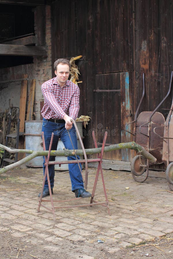 Man working stock image. Image of sawing, branch, working - 38672385