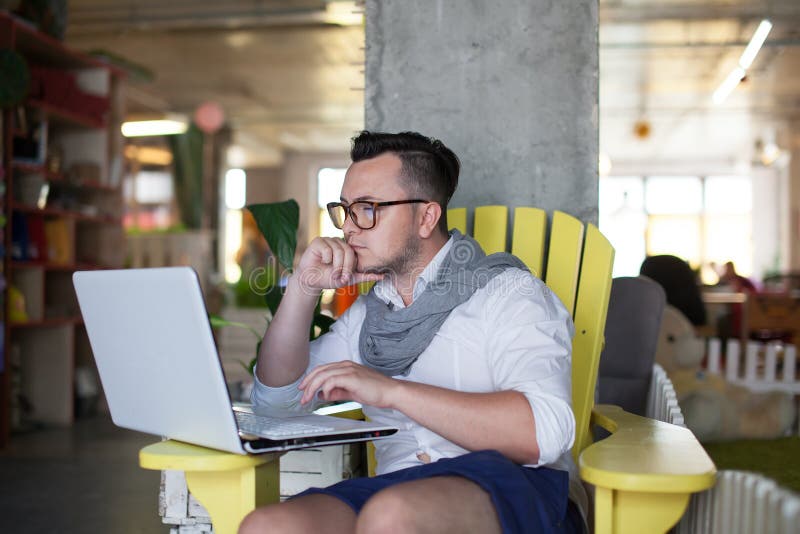 Man Working in Startup Office Stock Image - Image of professional ...