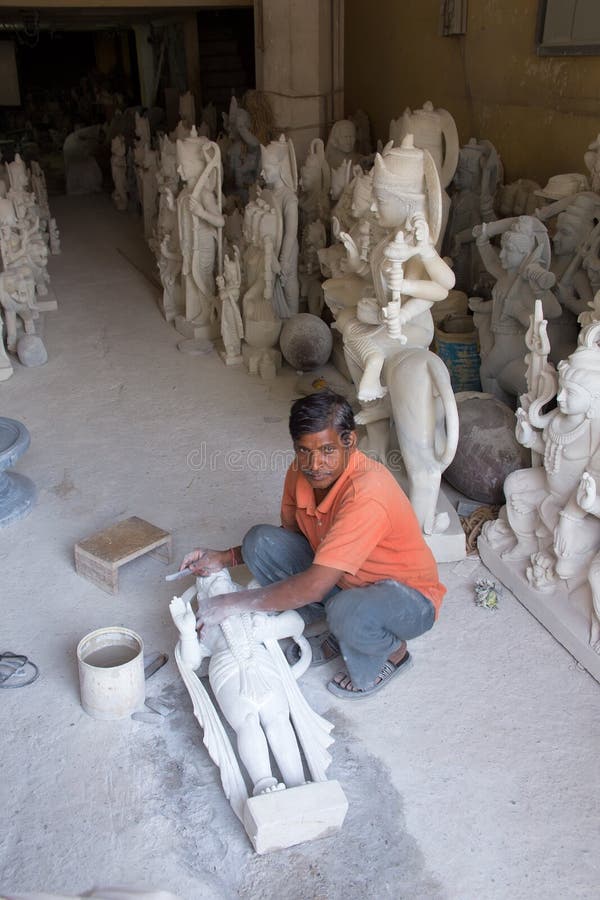 Man Working on a Statue at a Workshop in Delhi, India Editorial Stock ...