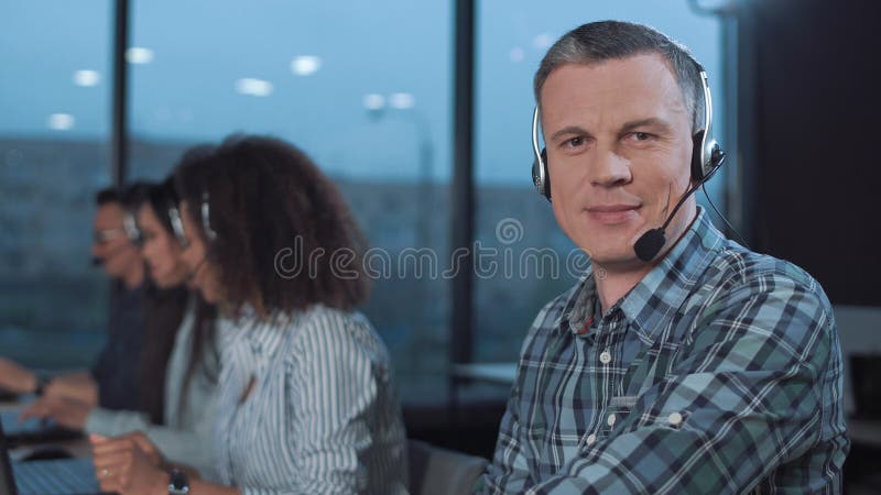 Man Working in Support Service Stock Photo - Image of center, operator ...