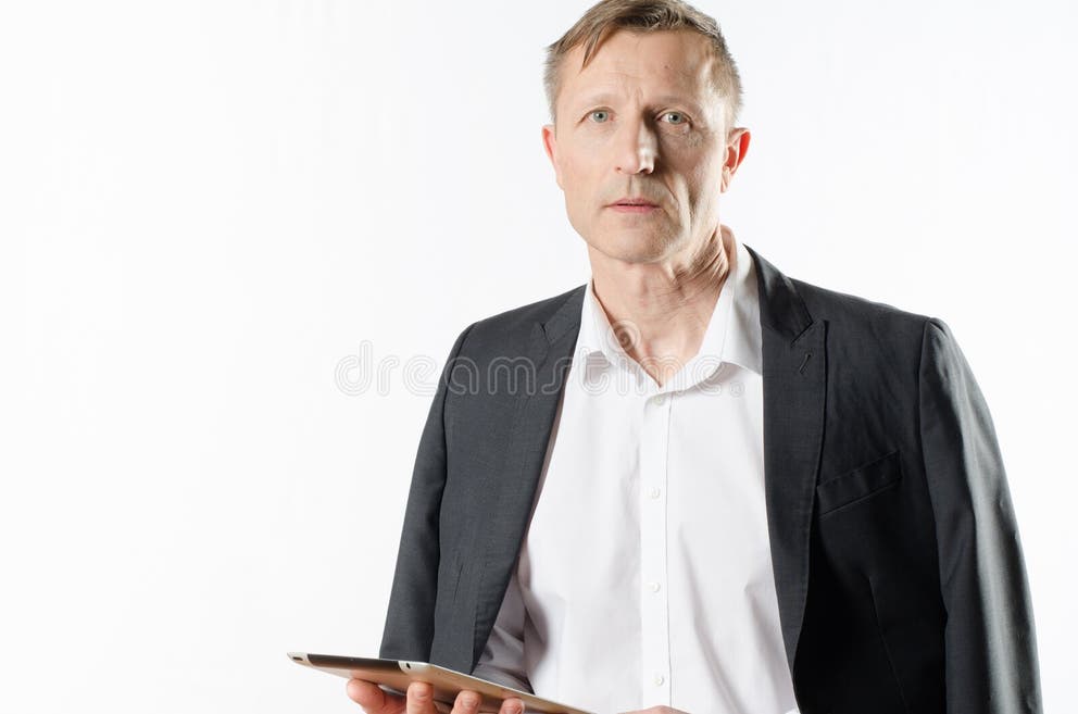 Man working with tablet stock image. Image of casual - 51256065