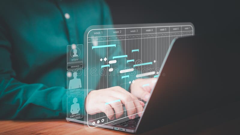 Employee Working Data Analytics with Computer in Business Management System To Make Report with ...
