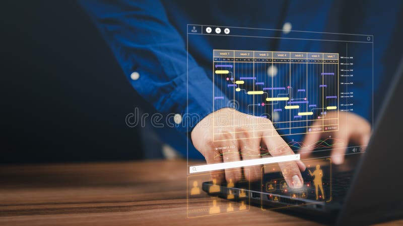 Man Working with Technology Computer in Business Analytics and Data ...