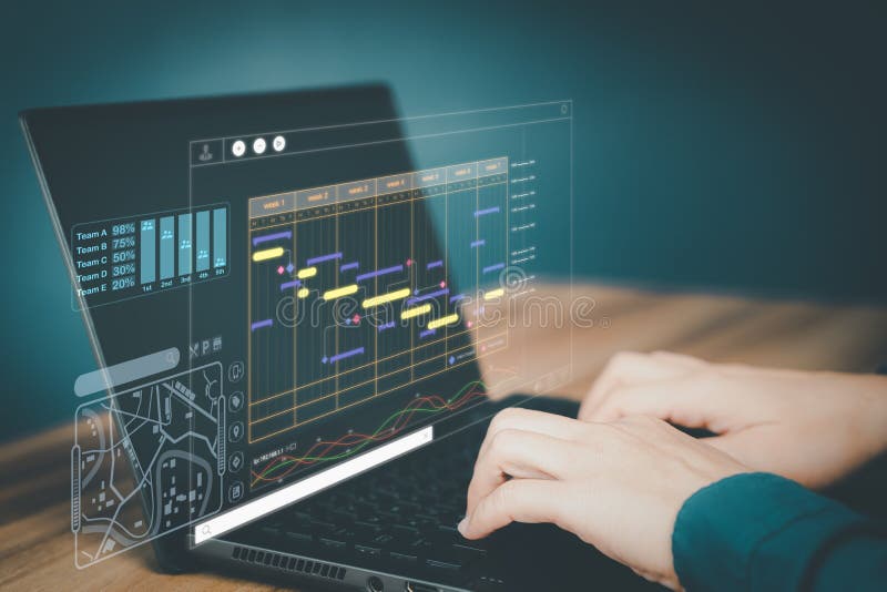 Man Working with Technology Computer in Business Analytics and Data ...