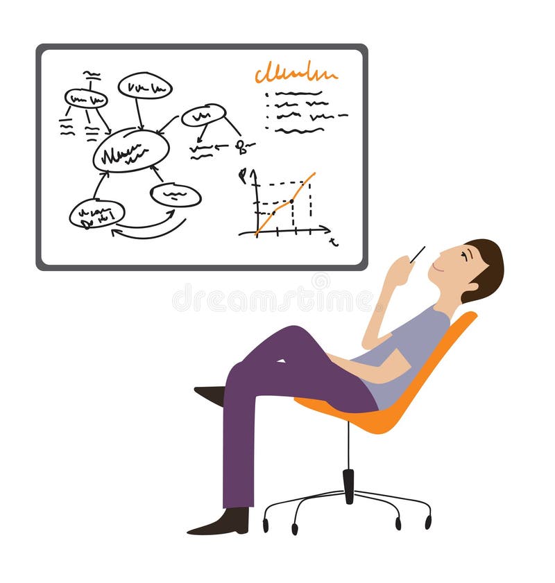 Man Working, Thinking Flat Vector Stock Vector - Illustration of hand ...
