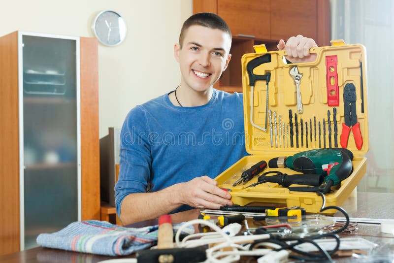 Man with working tools stock photo. Image of measure - 40032526