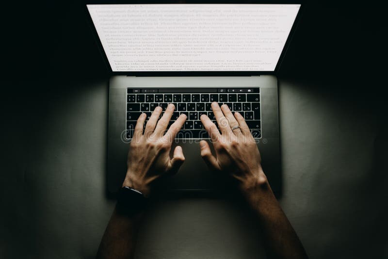 Man Freelancer is Working Using Laptop Computer Stock Image - Image of ...