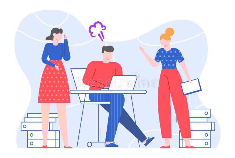 Man Working Under Presure and Control of Boss Stock Vector ...