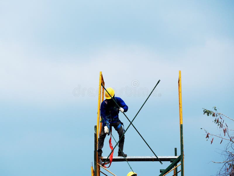 Man Working on the Working at Height Stock Image - Image of project ...