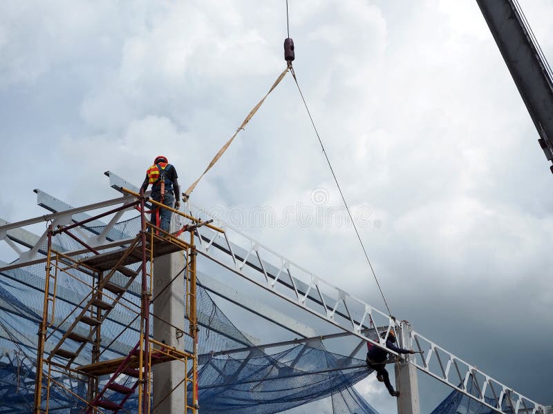Man Working on the Working at Height on Construction Stock Image ...