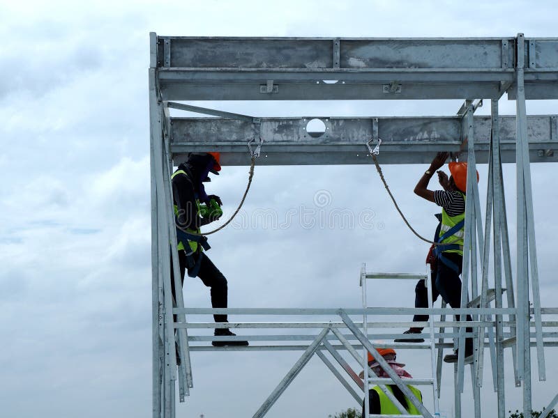 Man Working on the Working at Height on Construction Stock Image ...
