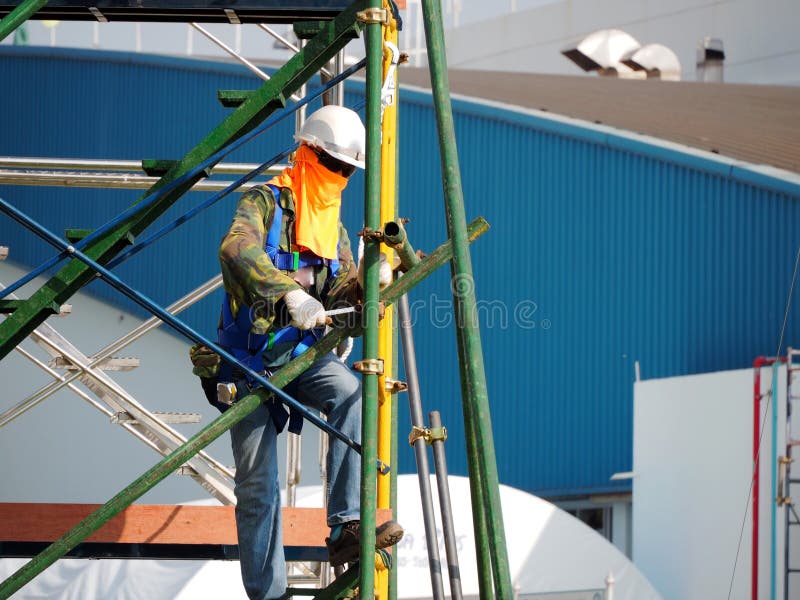 Man Working on the Working at Height on Construction Stock Image ...