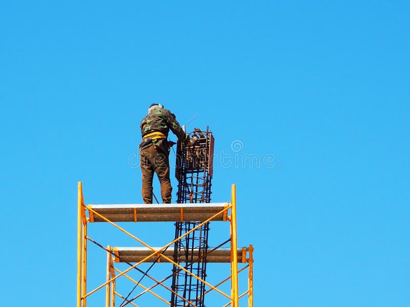 Man Working on the Working at Height Stock Image - Image of building ...