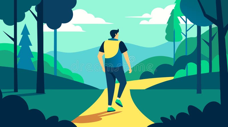 Man Workout Clothing Walking on Path Woods Stock Vector - Illustration ...