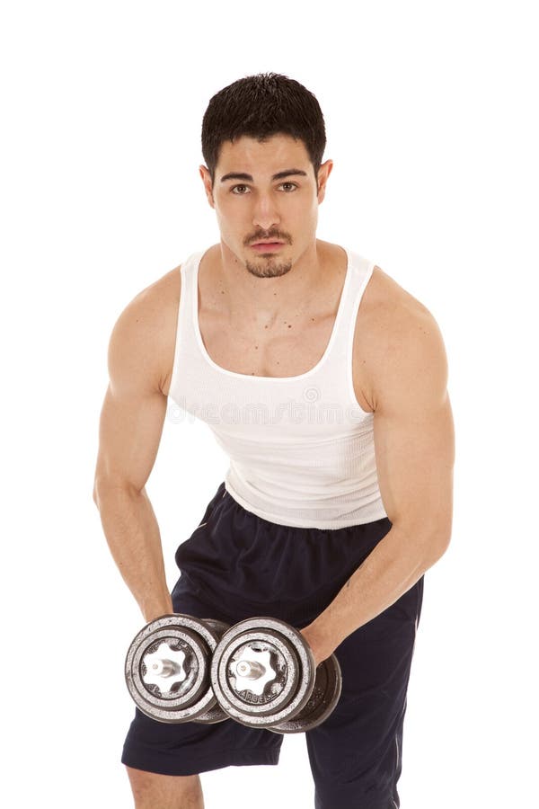 MAn workout flex stock image. Image of caucasian, heavy - 19168523
