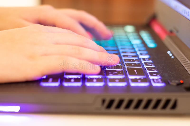 Hands on a Computer Keyboard Close-up. Stock Image - Image of internet ...