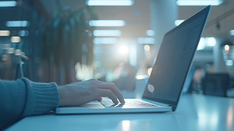 A Man Works at a Computer. Information Technology Stock Illustration ...