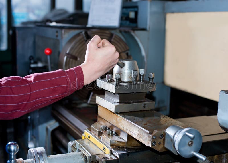 Man Works for Production Machine Stock Image - Image of maintenance ...