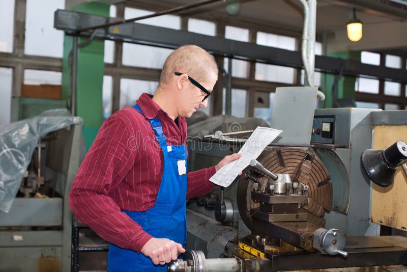 Man Works for Production Machine Stock Image - Image of industry ...