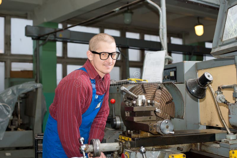Man Works for Production Machine Stock Image - Image of industry ...