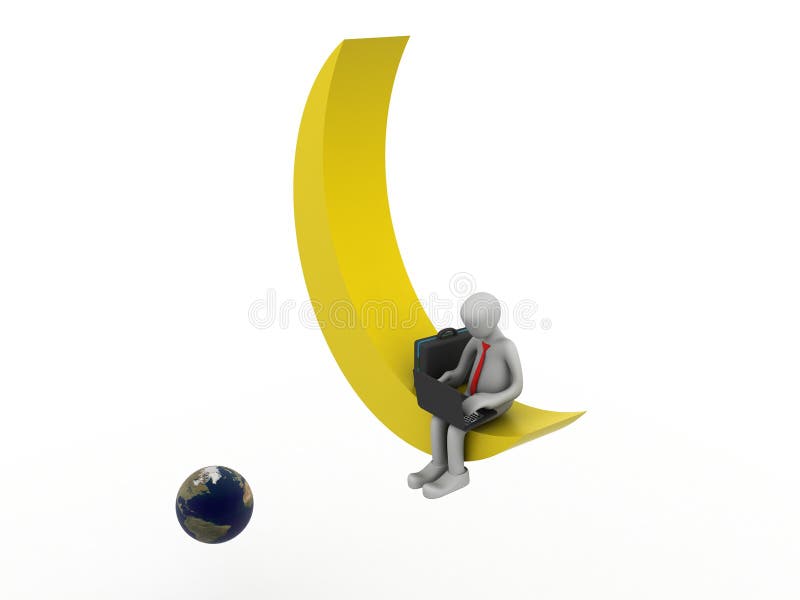 A Man Works Restlessley stock illustration. Illustration of laptop ...