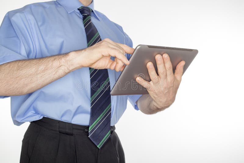 Man works with tablet stock photo. Image of functional - 39683730