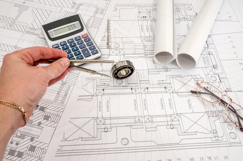 Technical Drawing with Millimeter Paper and Drawing Tools. Mathematics ...