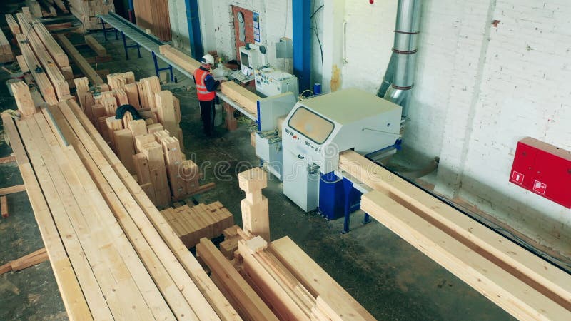 Woodworking Facility with Stacked Timber. Stock Video - Video of ...