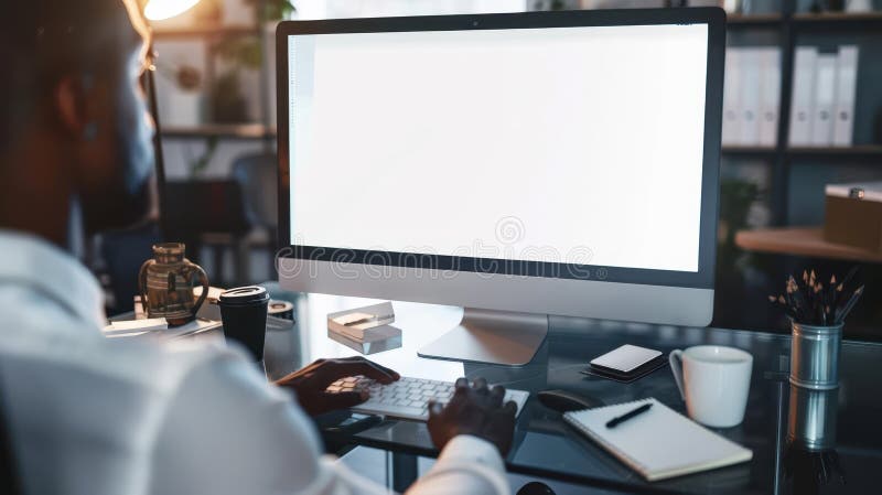 The Man at Workstation.AI Generated Image Stock Image - Image of tech ...