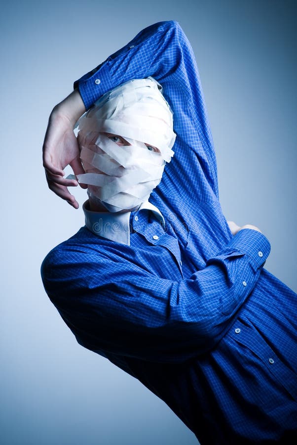 Man wrapped in gauze stock image. Image of caucasian, taped - 5532951
