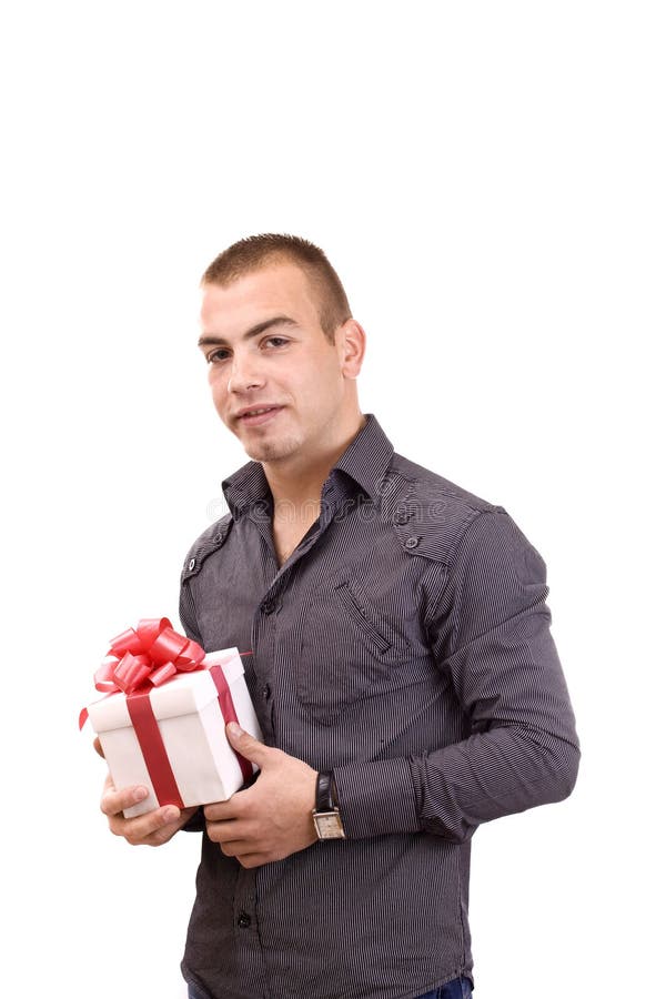 Man with a Wrapped Gift Box Stock Image - Image of color, love: 16773231