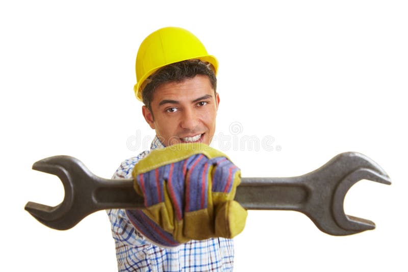 Man with wrench stock image. Image of male, people, industry - 10338691